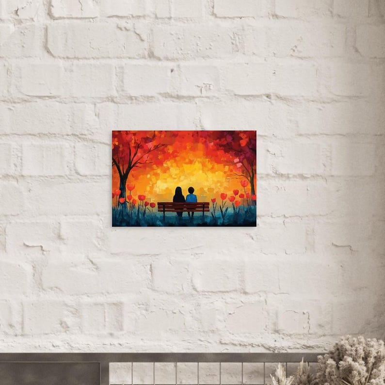 Two Friends on a Bench Art Print - Classic Matte Poster for Friendship ...