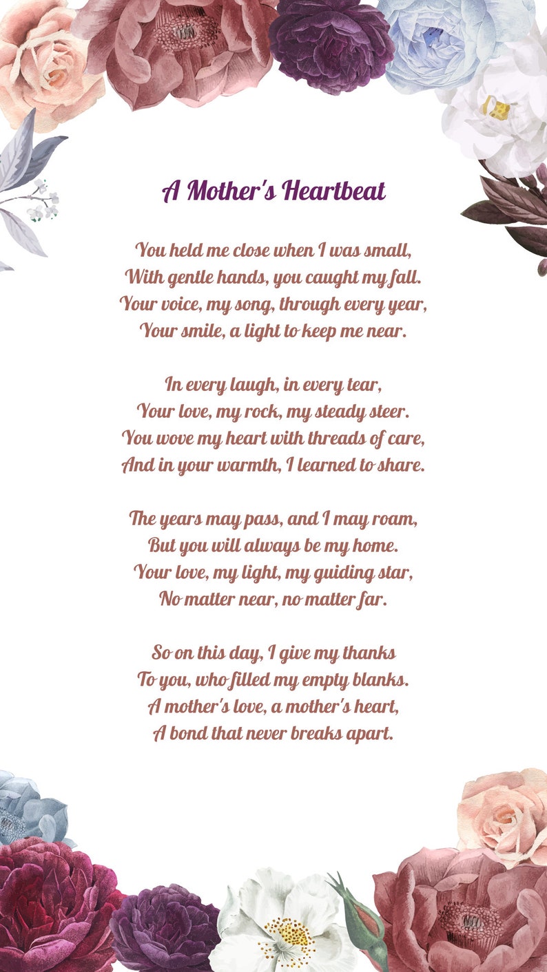 Mothers Day Poem - Etsy