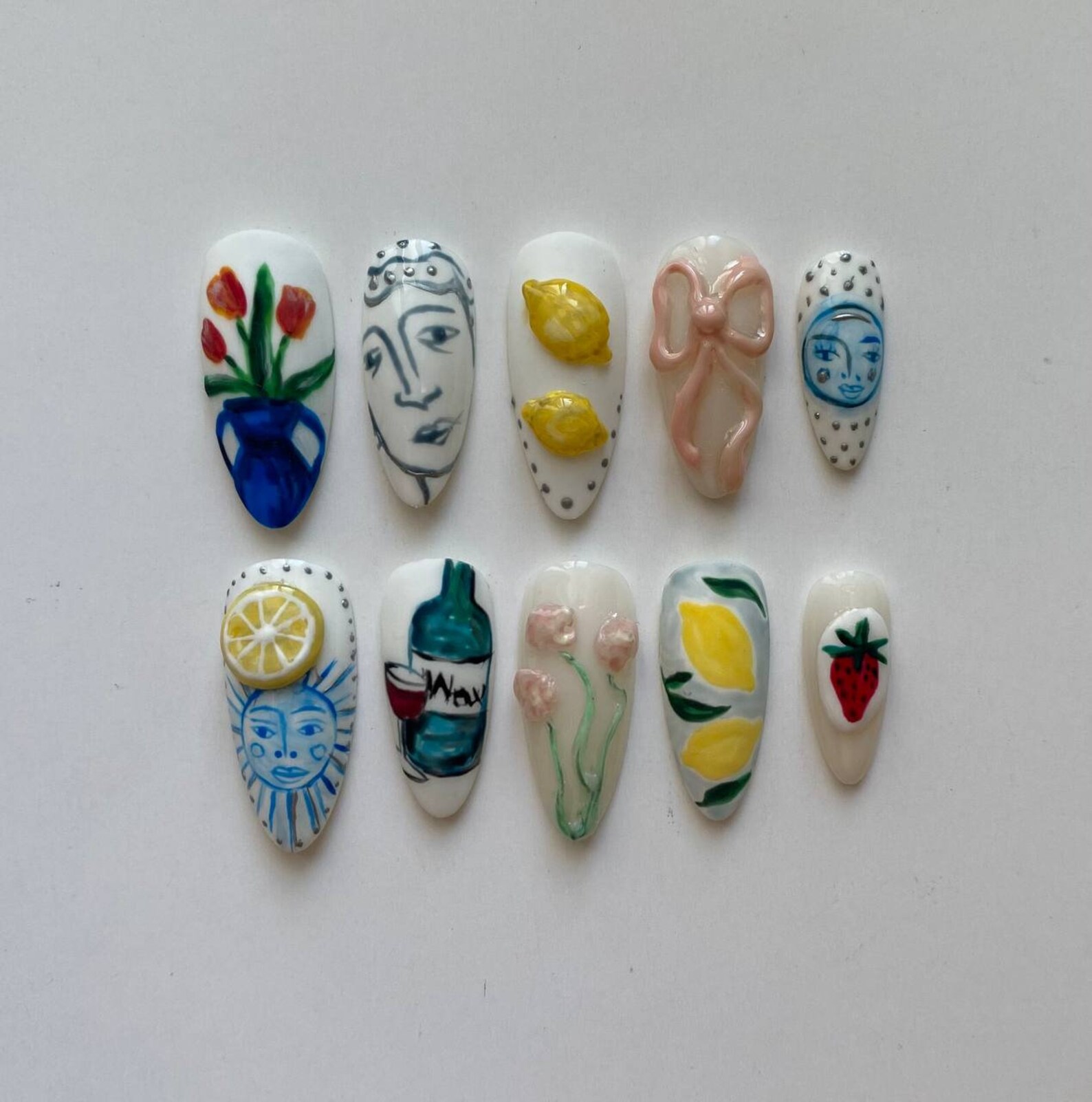 Amalfi Vibes Nails / Lemon Nails / Summer Nails / Bow Nails / 3D Nails ...