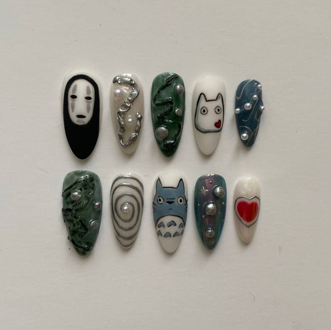 Anime Nails / Ghibli Nails / Japanes Nails / Pearl Nails/ Heart Nails ...