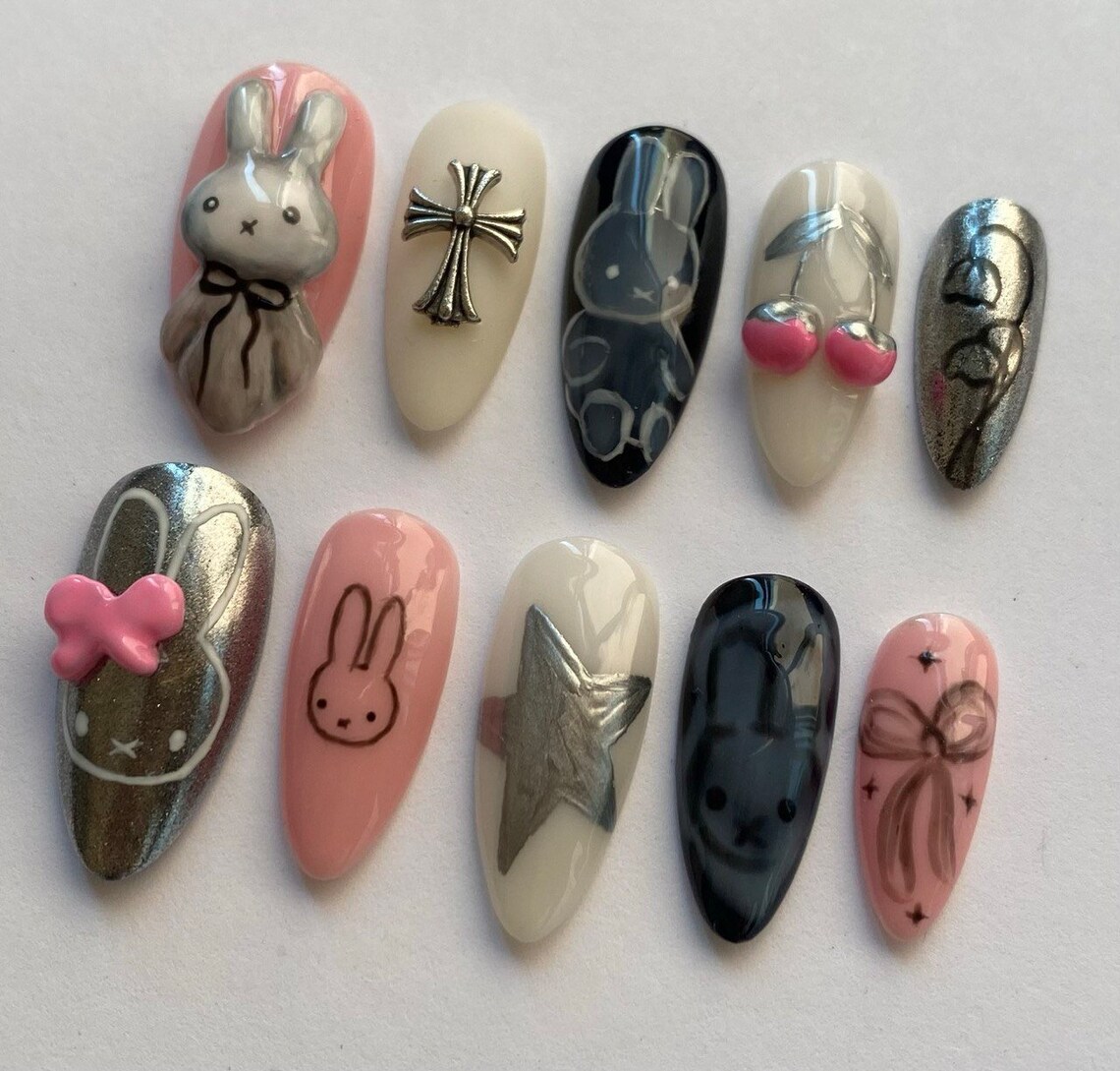 Miffy Nails / Miffy Kawaii / Pinknails / Black Nails / Cherry Nails ...