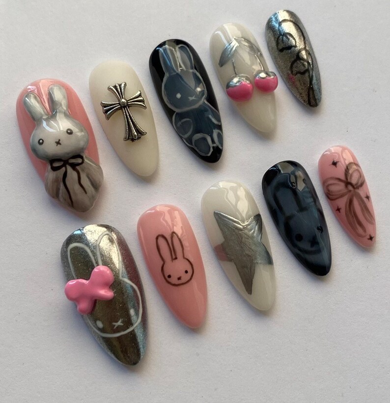 Miffy Nails / Miffy Kawaii / Pinknails / Black Nails / Cherry Nails ...