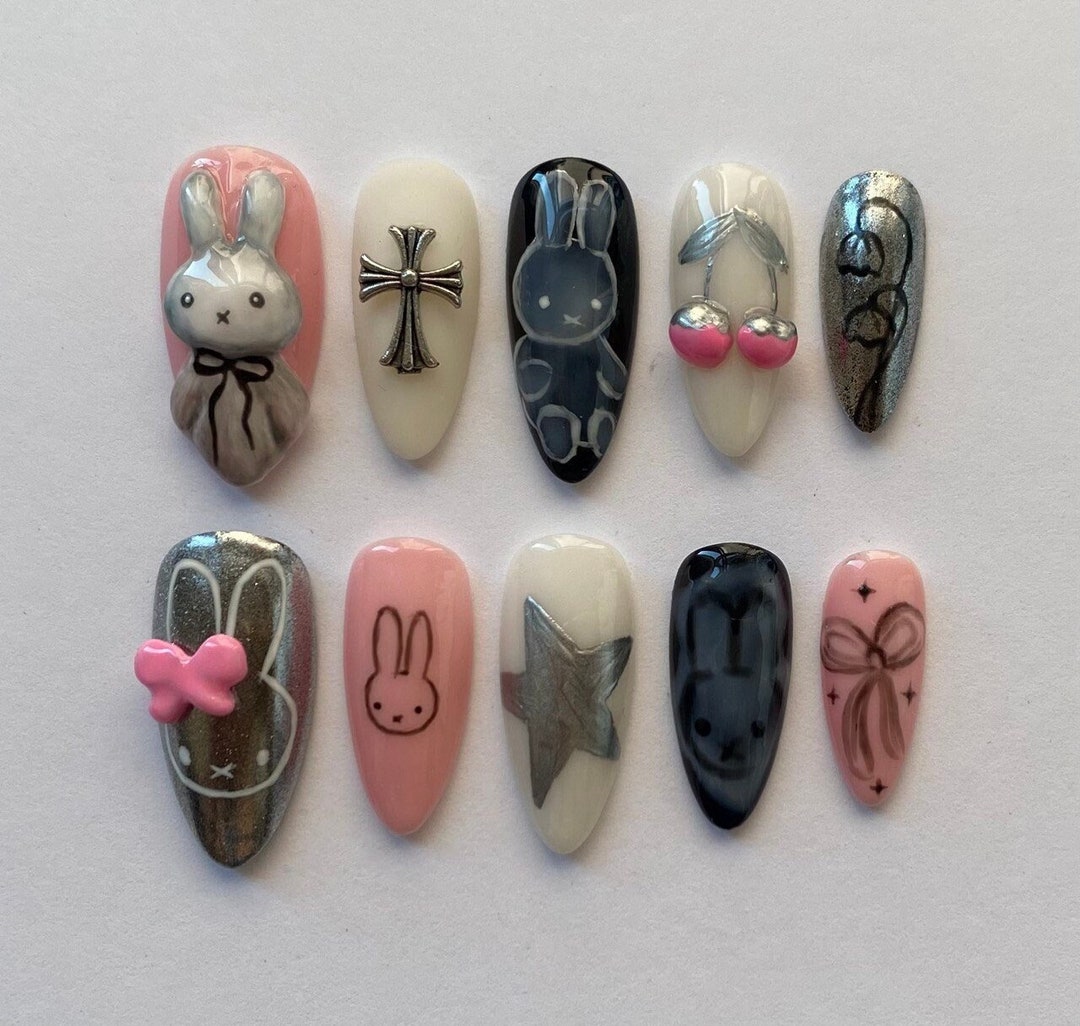 Miffy Nails / Miffy Kawaii / Pinknails / Black Nails / Cherry Nails ...
