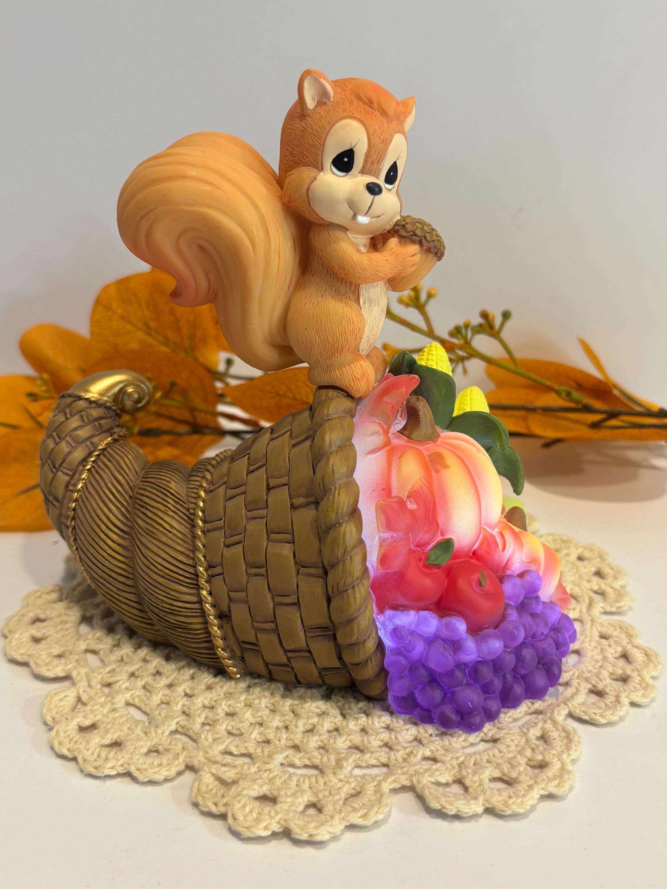 2020 Precious Moments Cornacopia & Squirrel LED Resin Figurine - Etsy