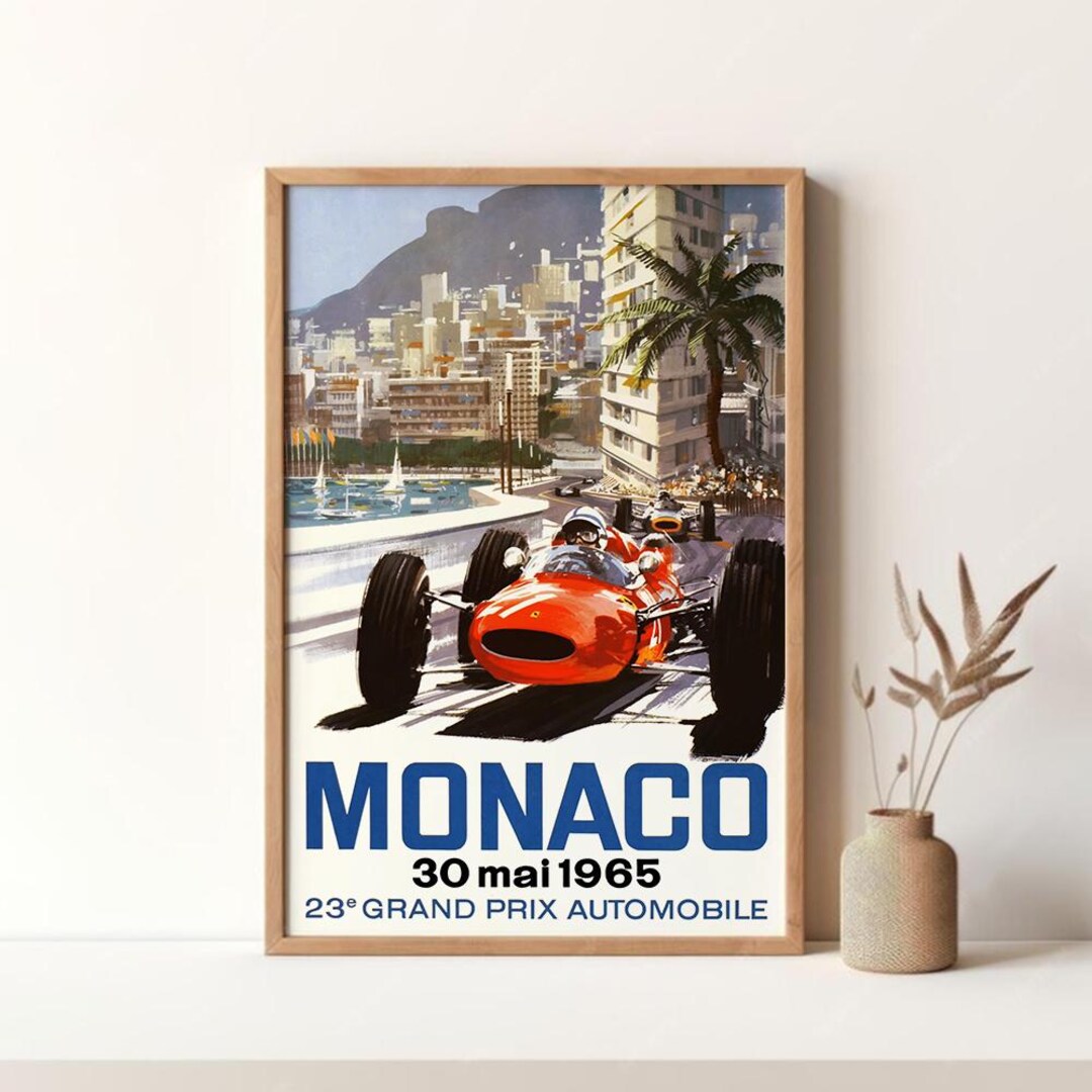 Monaco Grand Prix 1965 Poster Vintage Poster Retro Print Wall Art ...