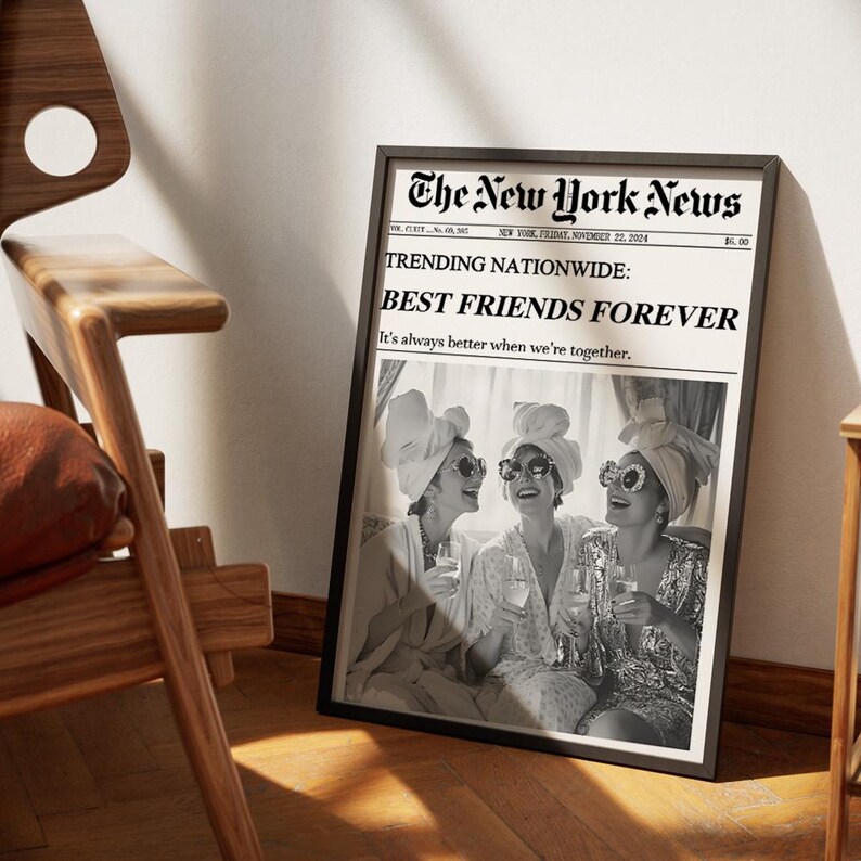 Best Friends Forever Digital Download Poster Vintage Poster Newspaper ...