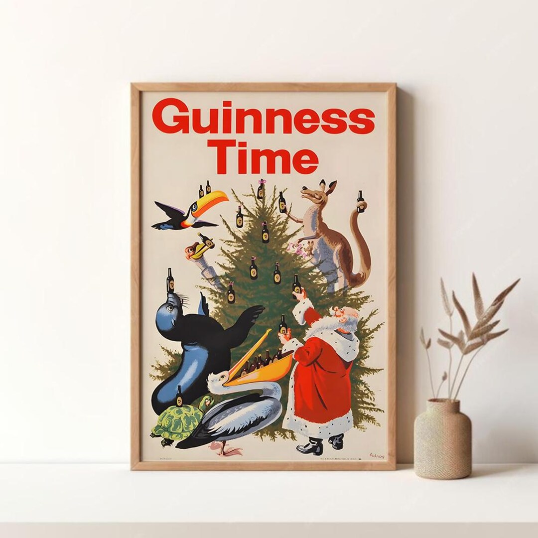 Guinness Christmas Poster Vintage Poster Retro Print Wall Art Canvas ...