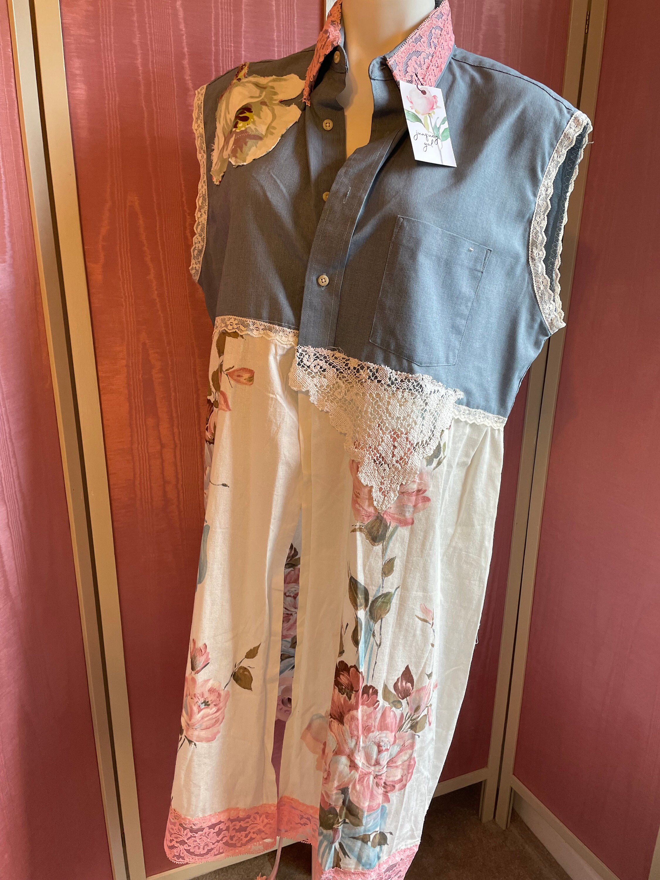 Watercolor Rose Bouquet Vintage Fabric Duster | Coverup *fits to XL* - Etsy