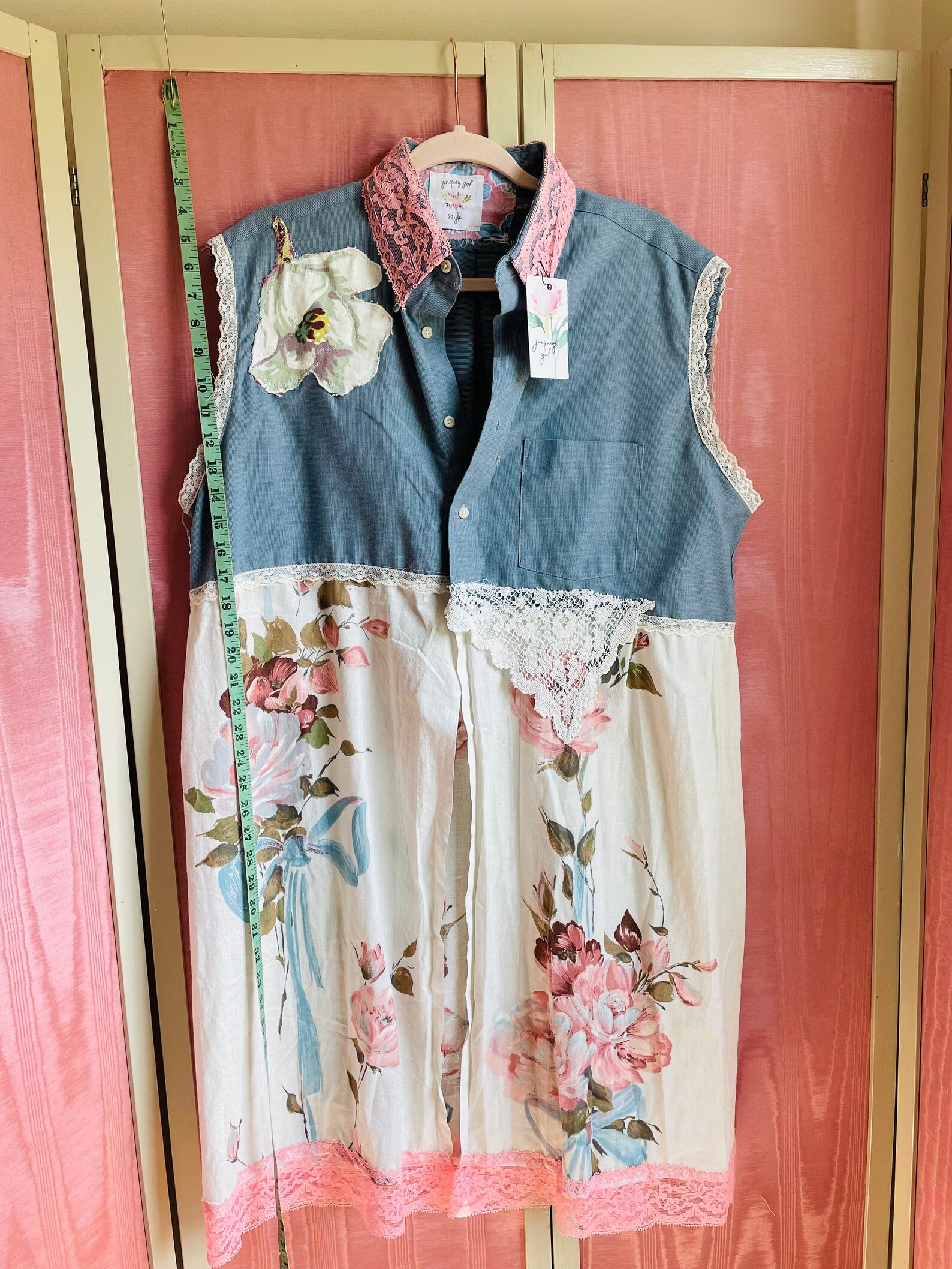 Watercolor Rose Bouquet Vintage Fabric Duster | Coverup *fits to XL* - Etsy