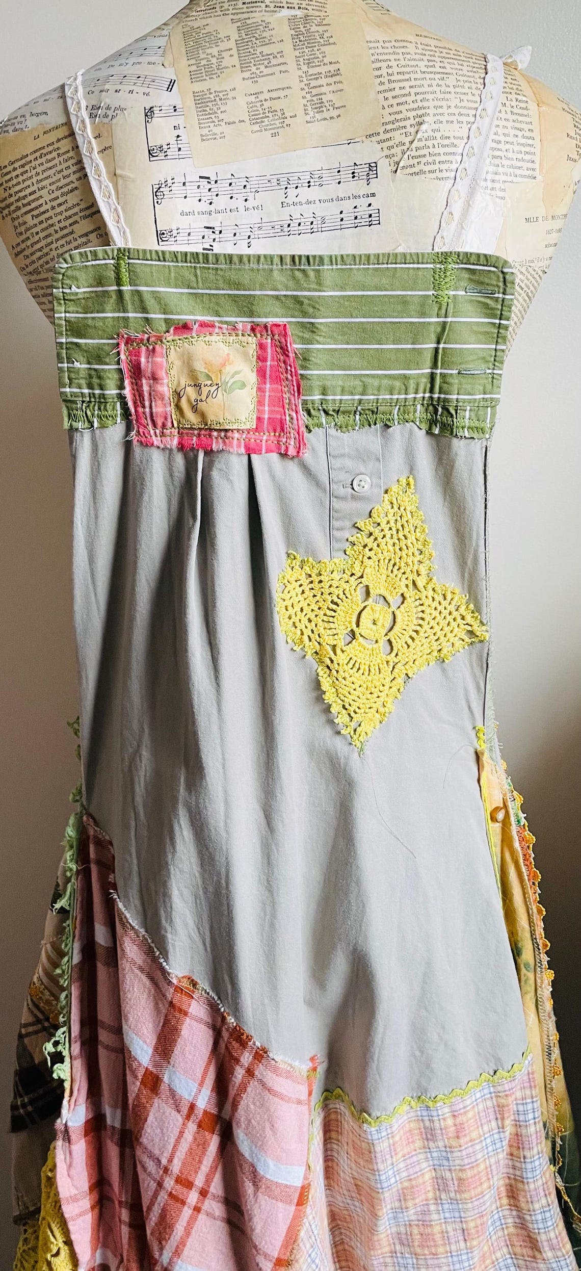 Vintage Corn Seed Sack & Brown Plaid Apron - Smock - Etsy