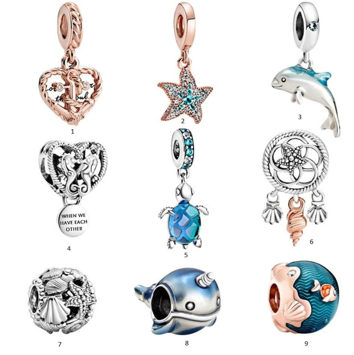 Pandora Genuine Ocean Sea Water Aqua Animals Charm, Dangle for Bracelet ...