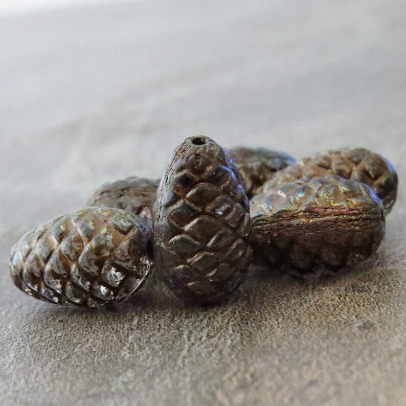 NEW Pine Cone Bead Crystal Dark Bronze Iridescent Czech Glass 13mm : 6 ...
