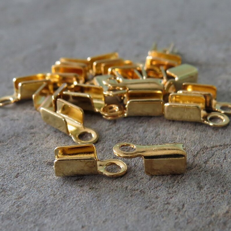 Fold Over Gold Finish Crimp Cord End With 2mm Loop : 20 Pc - Etsy