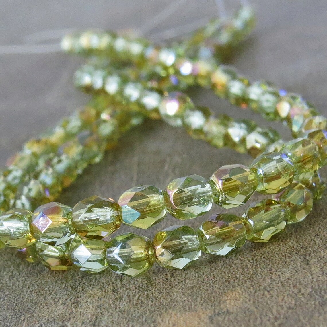 Czech Glass 4mm Chrysolite Celsian Round Bead : 50 Pc Full | Etsy