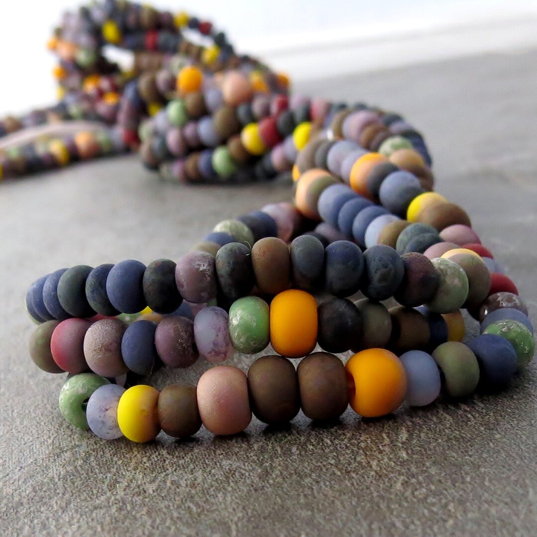 NEW Dark Matte Indian Corn Striped Picasso Czech Glass Seed Bead 5/0 ...