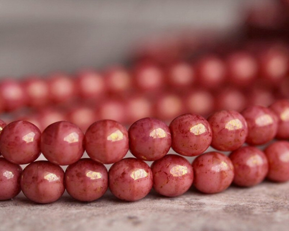 Deep Rose Gold 6mm Czech Glass Round Druk Bead : 30 pc Full | Etsy