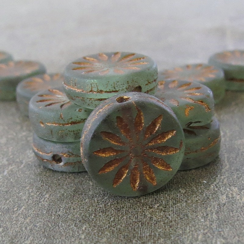Czech Flower Coin Bead - Etsy
