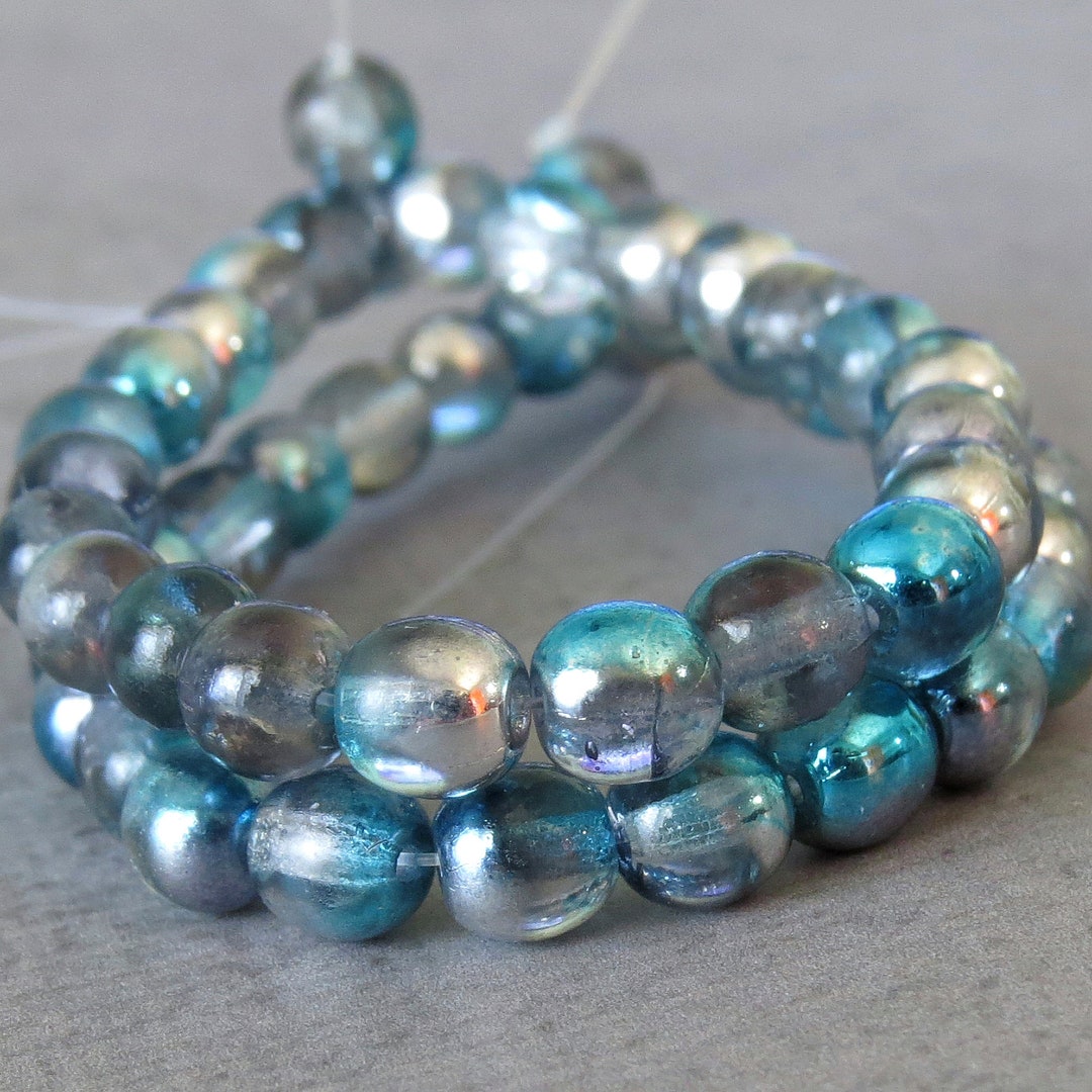 Azure Celestial Czech Glass 6mm Round Druk Bead : LAST 25 Pc Blue 6mm ...