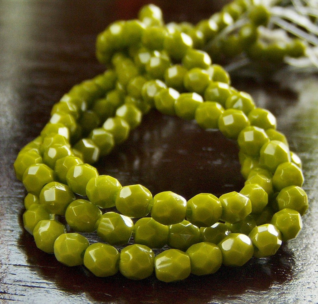 Czech Glass Bead Olive 4mm Faceted Round : 50 Pc Czech 4mm Olive Round ...