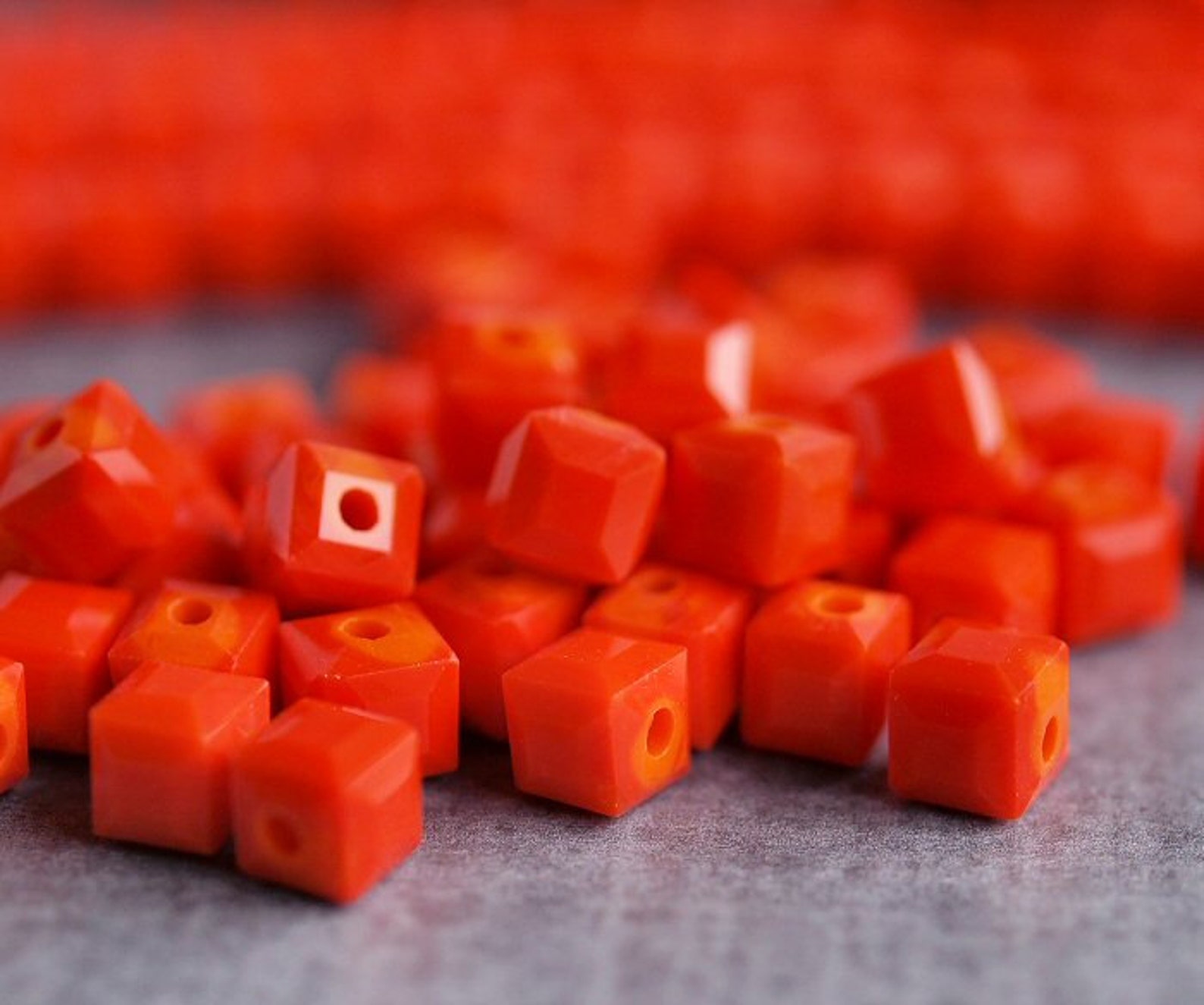 4mm Opaque Dark Orange Faceted Glass Cube Bead : Full Strand - Etsy