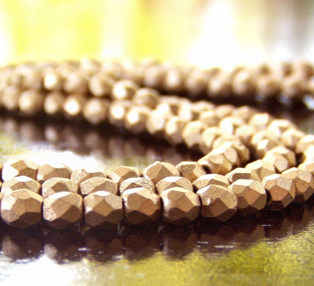 Metallic Flax Matte Czech Glass Bead 3mm Round : 50 Pc Strand 3mm Gold ...