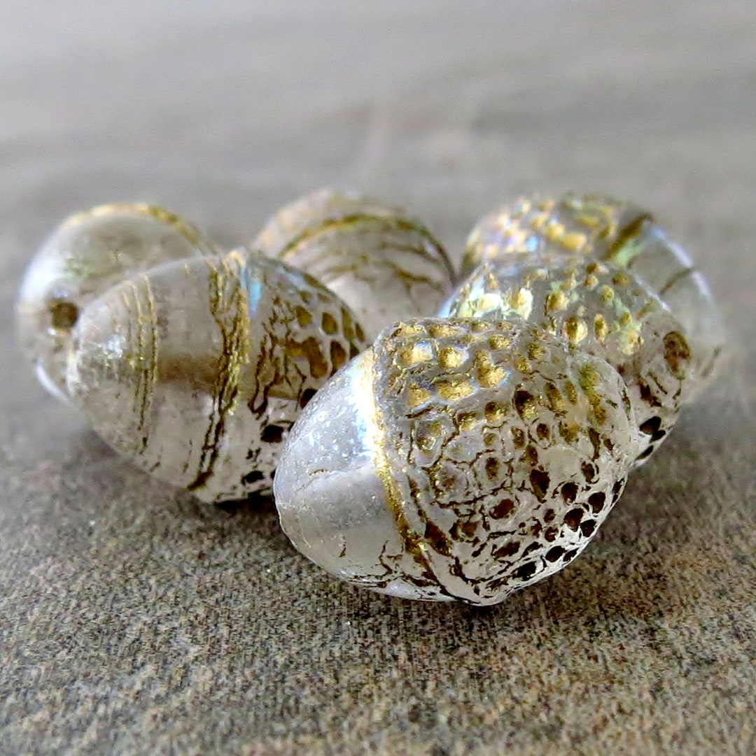 NEW Transparent Matte Gold AB Acorn Bead Czech Glass 12x10mm : 6 Pc ...