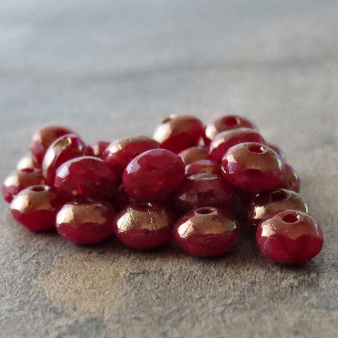 NEW Dark Red Bronze Czech Glass Bead 5x3mm Faceted Rondelle : Full ...