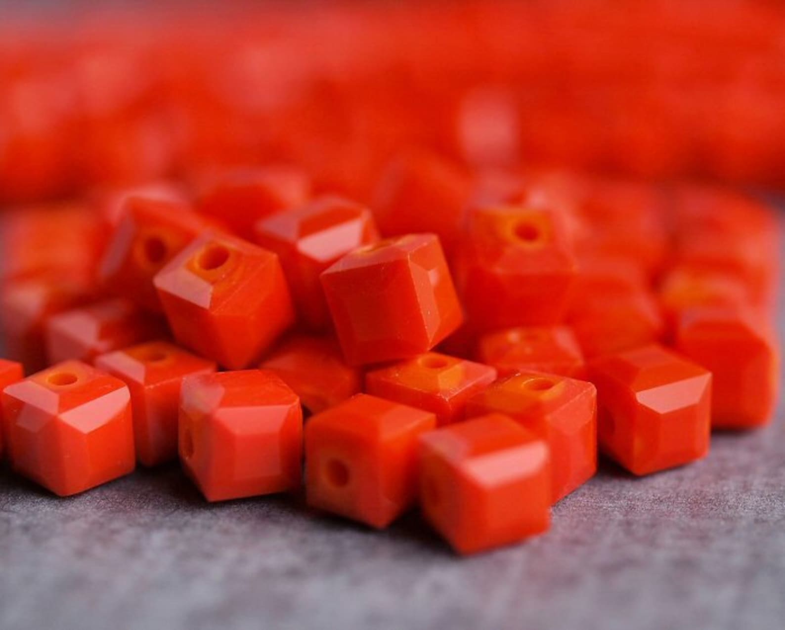 4mm Opaque Dark Orange Faceted Glass Cube Bead : Full Strand - Etsy