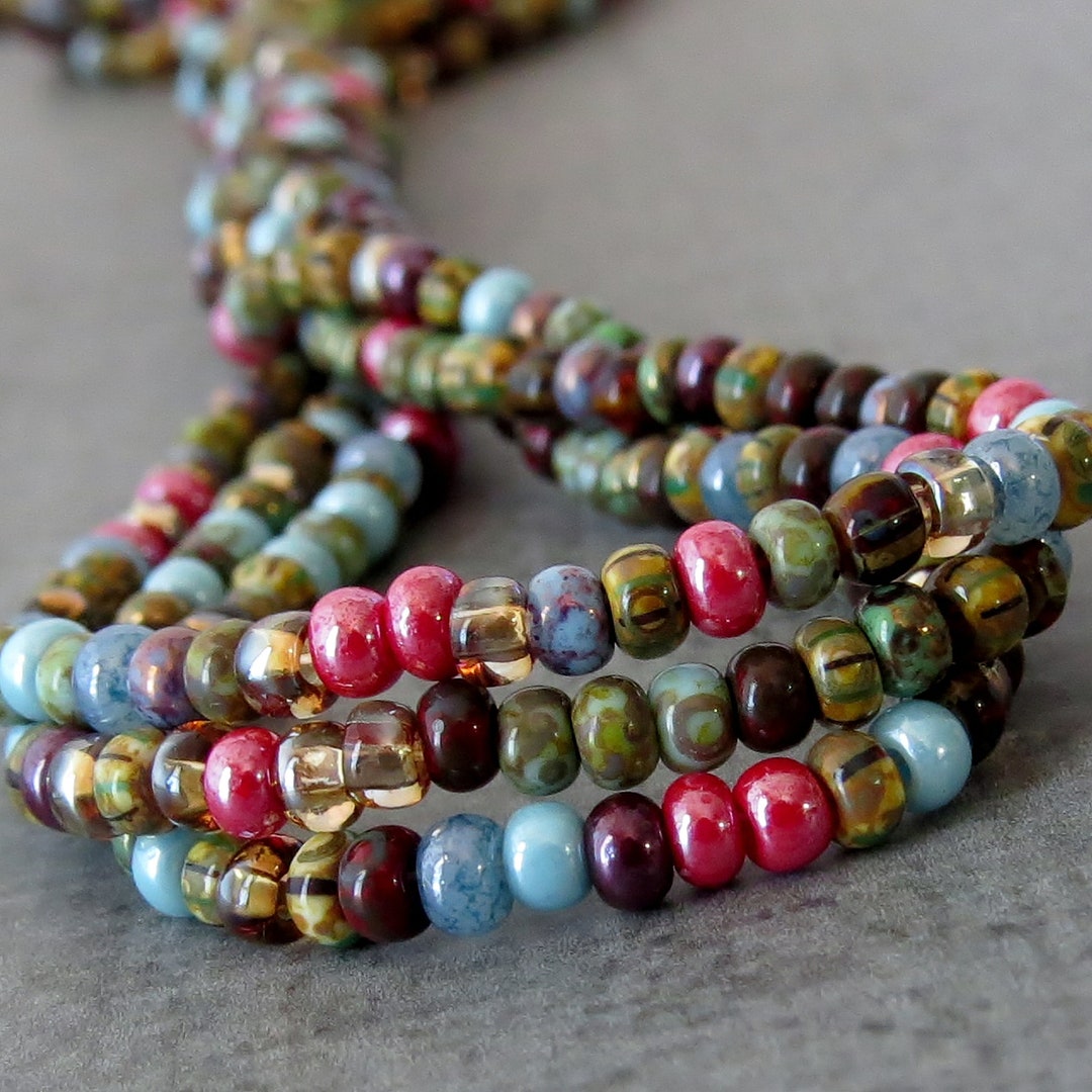 Winter Berry Luster 8/0 Czech Glass Seed Bead Mix : 20 Inch Strand Size ...