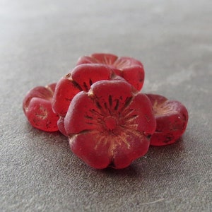 Matte Ruby Red Copper Etched 12mm Czech Glass Hibiscus Flower - Etsy