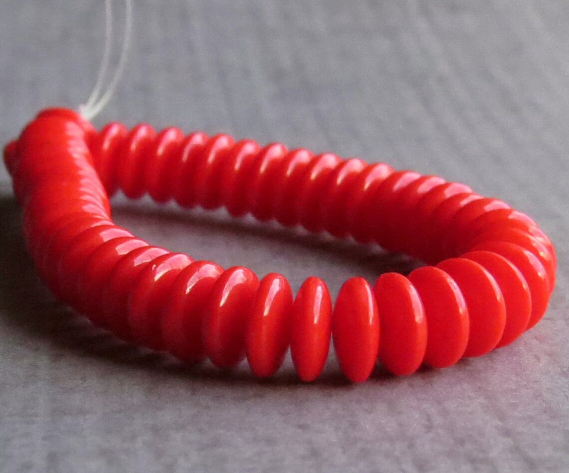 6mm Opaque Red Czech Glass Bead Rondelle Spacer : 50 pc Red | Etsy