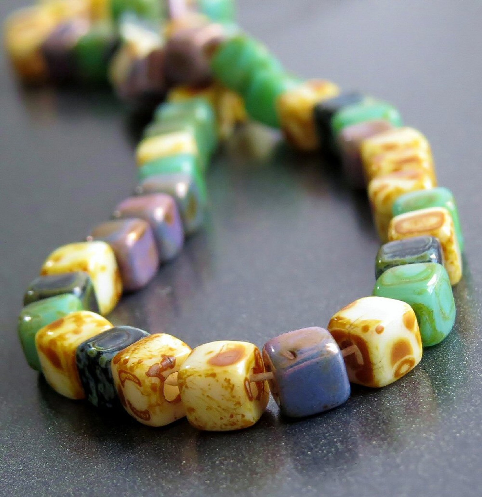 Czech Picasso Cubix Mix 6/0 Cube Beads : 50 pc Czech 4mm Aged | Etsy