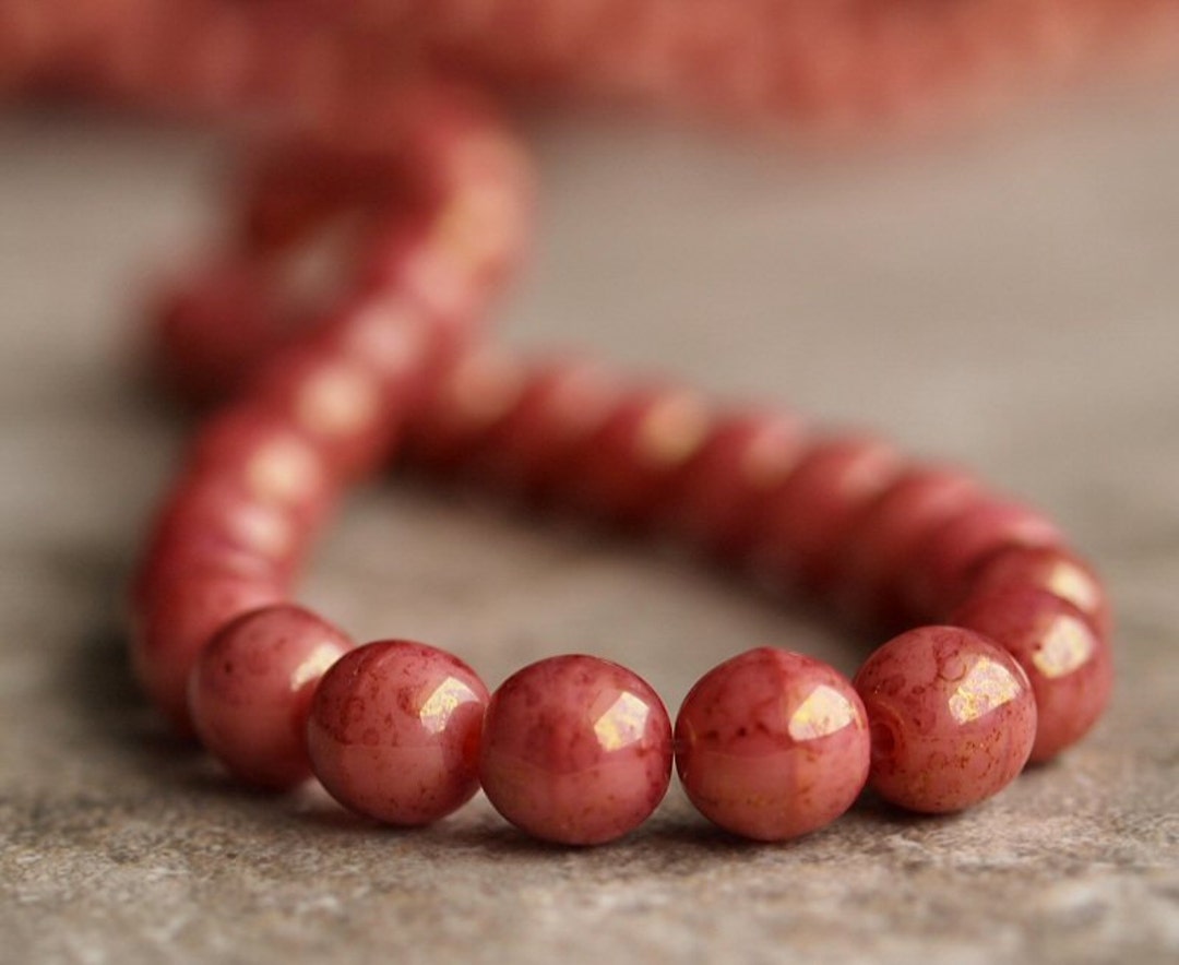 Deep Rose Gold 6mm Czech Glass Round Druk Bead : 30 Pc Full Strand ...