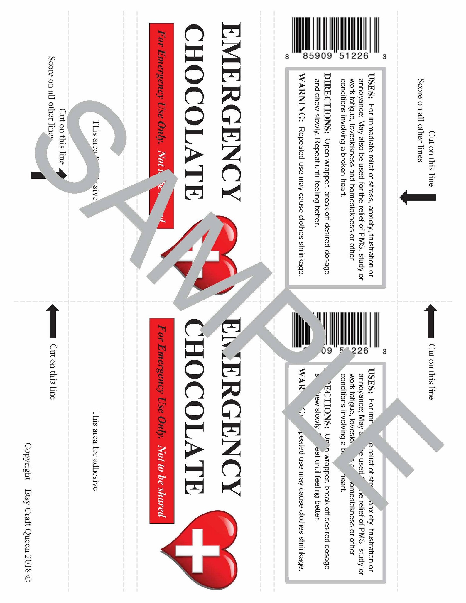 Emergency Chocolate Hershey Candy Bar Wrapper Download for Craft Shows ...