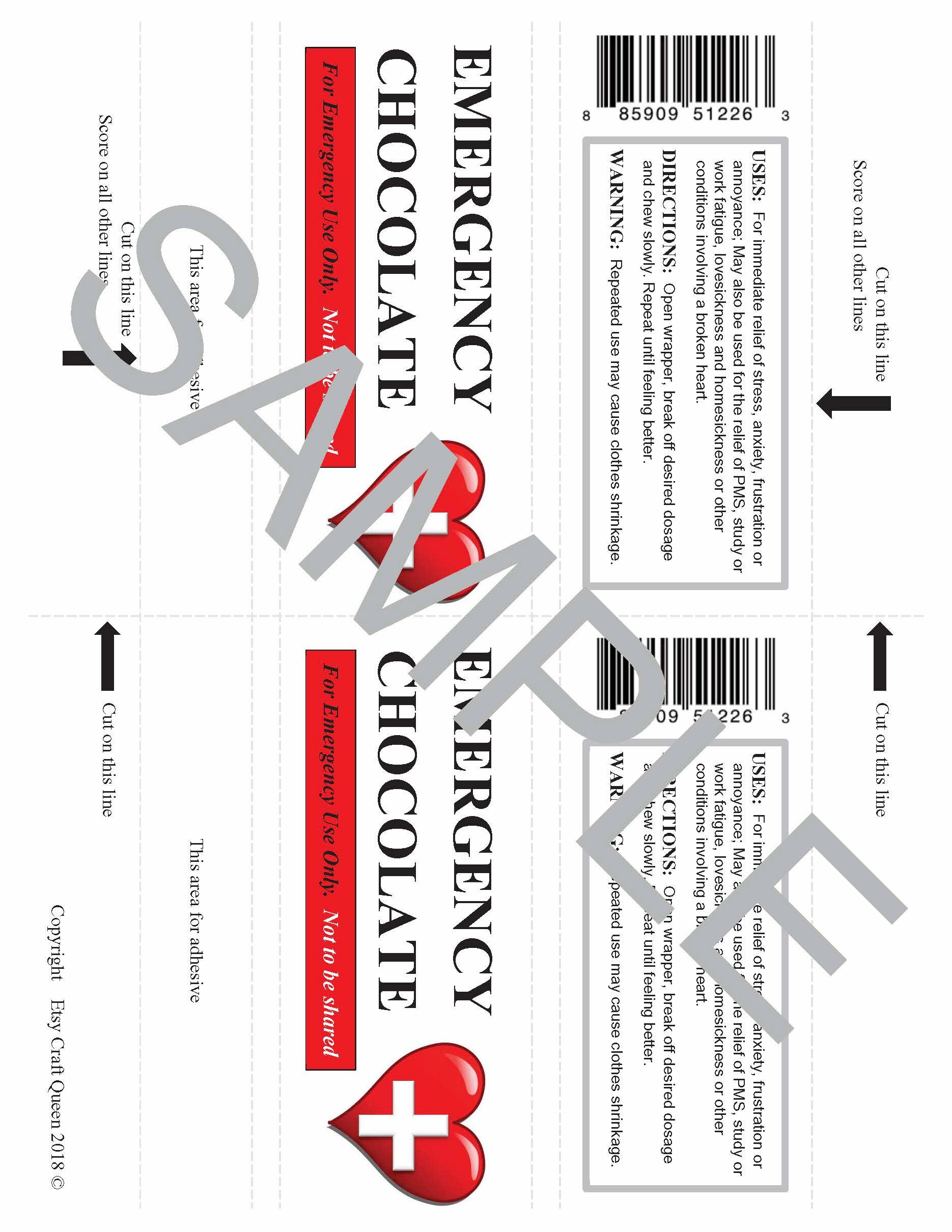 Emergency Chocolate Hershey Candy Bar Wrapper Download for Craft Shows ...