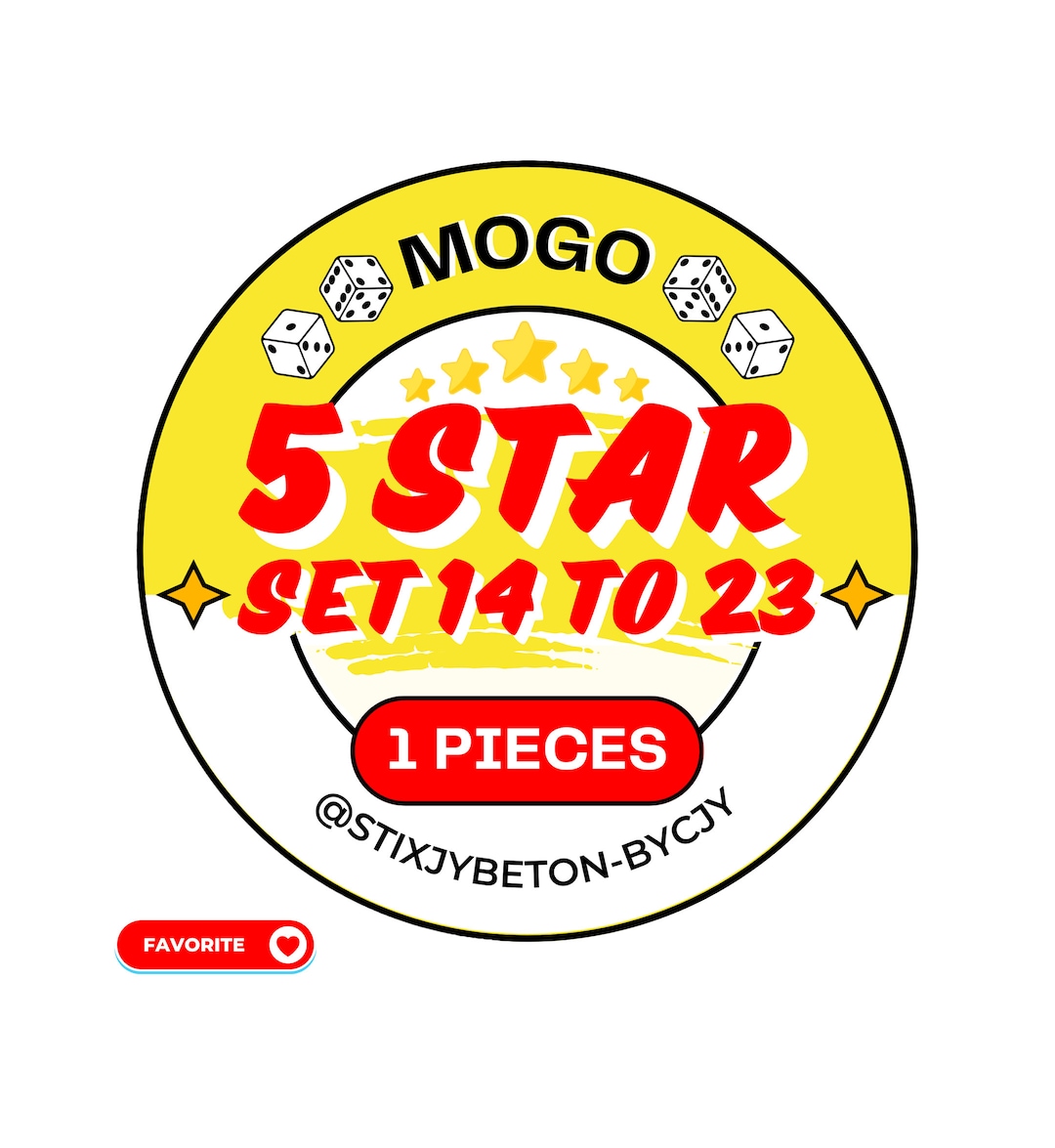 Mogo 5 Star Sticker 1pcs Set 14 to 23 fast Delivery - Etsy