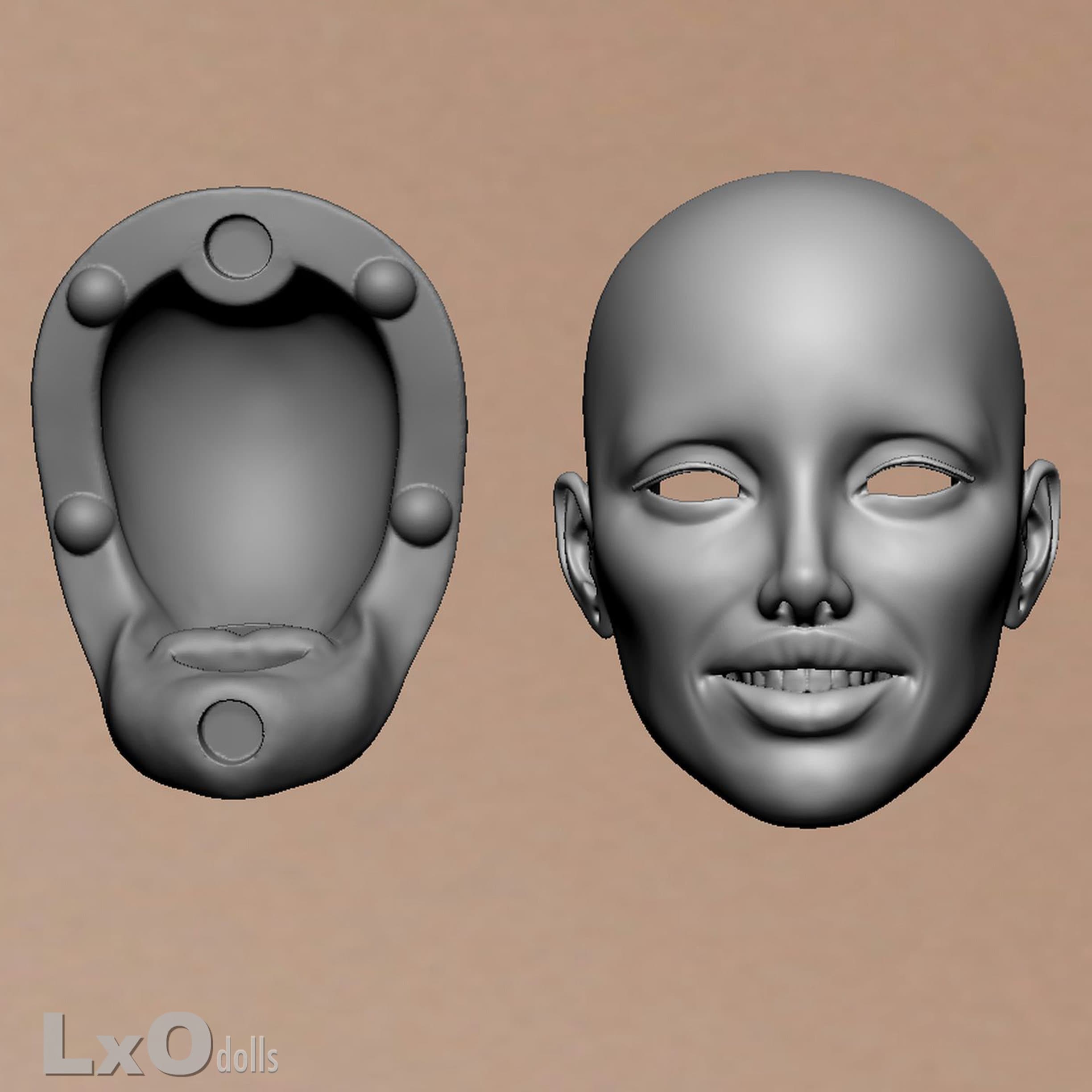 3D BJD Doll Head Faceplate 3D Print Model -stl-obj - ELIZ Cute Smile - Etsy