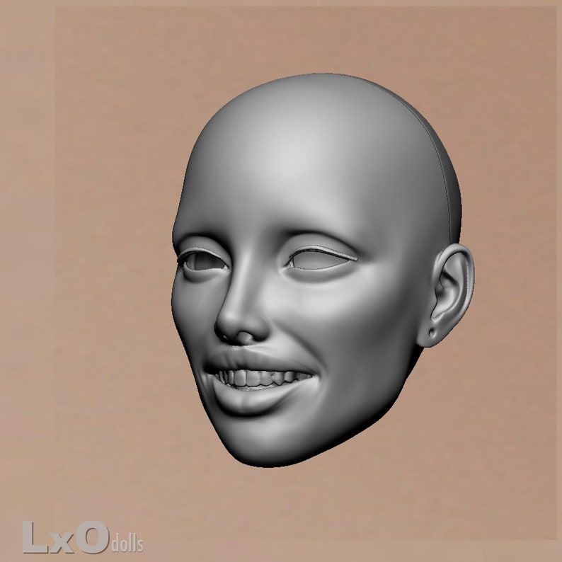 3D BJD Doll Head Faceplate 3D Print Model -stl-obj - ELIZ Wide Smile - Etsy