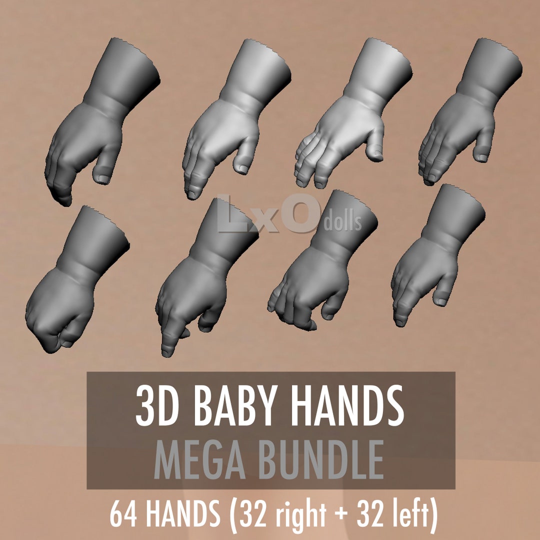 3D BABY HANDS Mega Bundle (64 Hands!) OBJ - Etsy
