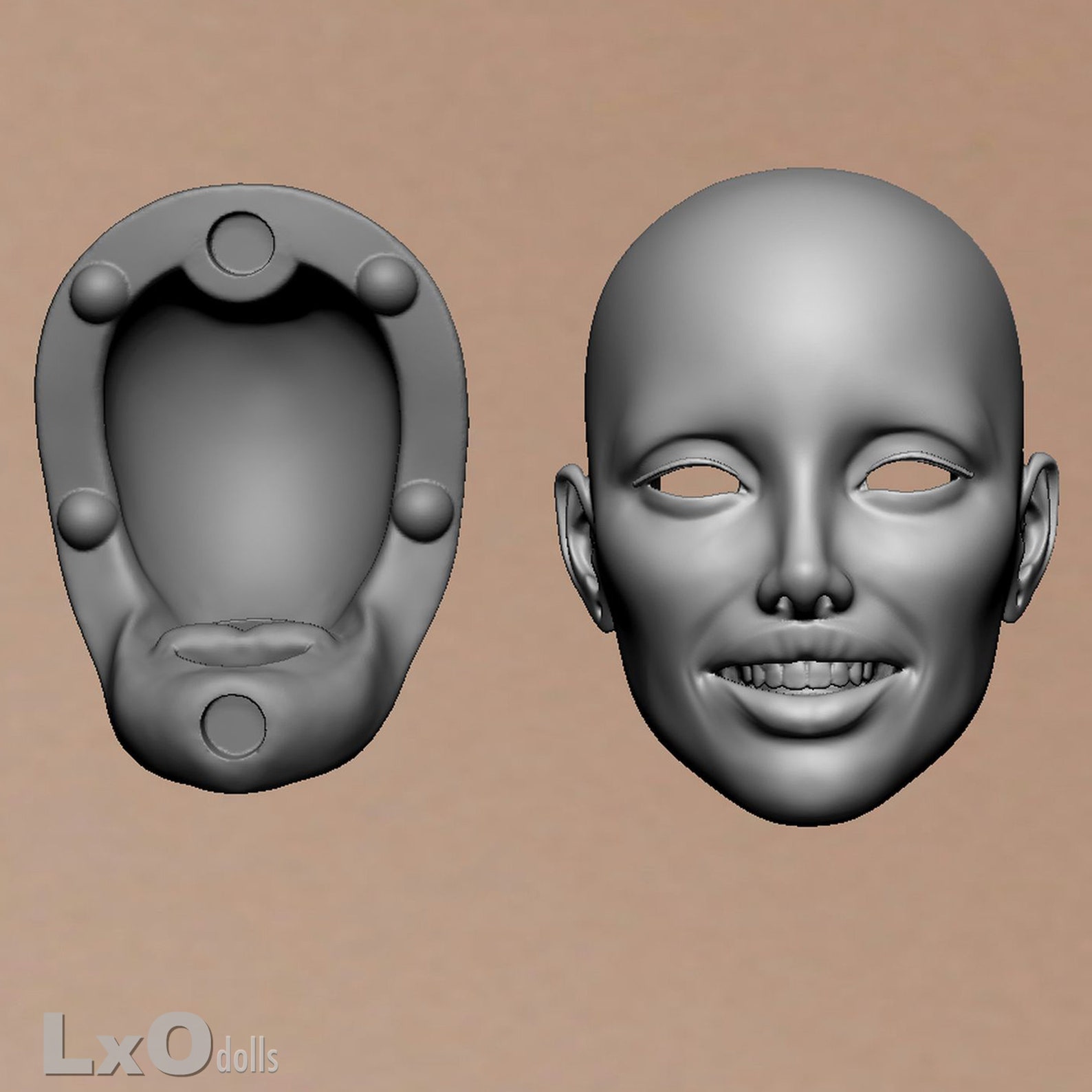 3D BJD Doll Head Faceplate 3D Print Model -stl-obj - ELIZ Wide Smile - Etsy