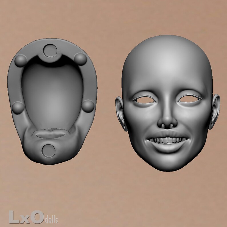 3D BJD Doll Head Faceplate 3D Print Model -stl-obj - ELIZ Wide Smile - Etsy