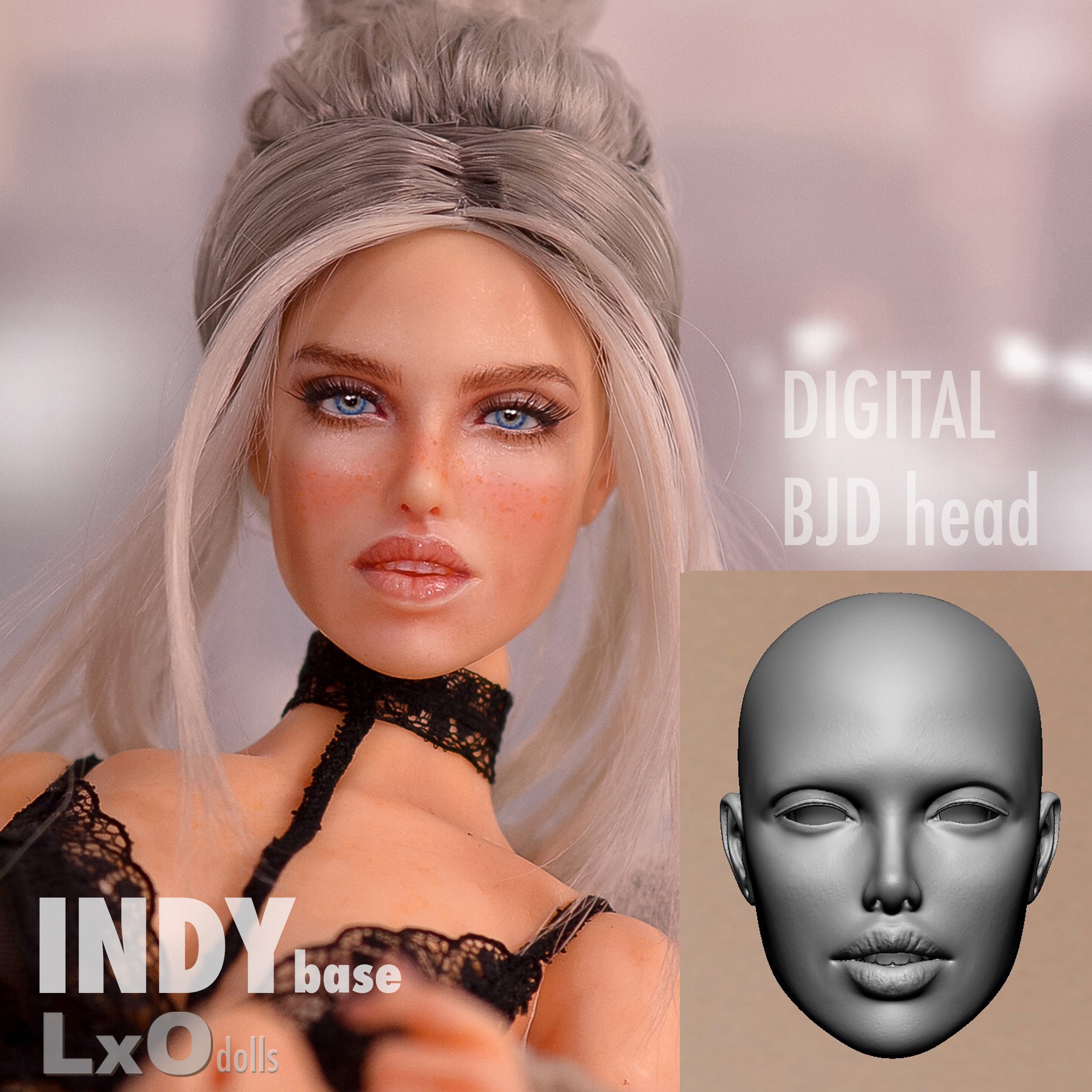 3D BJD Doll Head Faceplate Female Character 3D Print Model -stl-obj ...