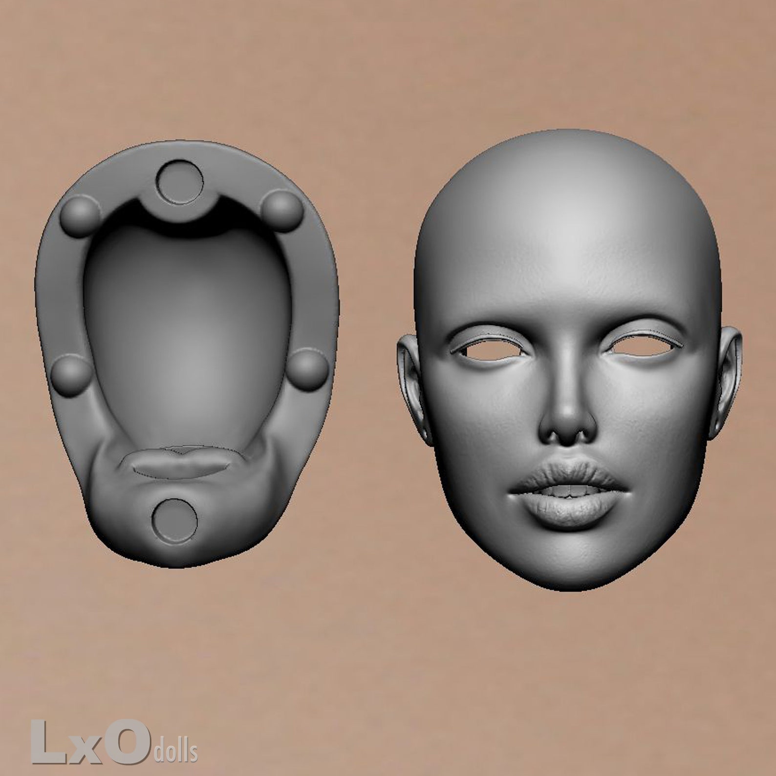 3D BJD Doll Head Faceplate Female Character 3D Print Model -stl-obj ...