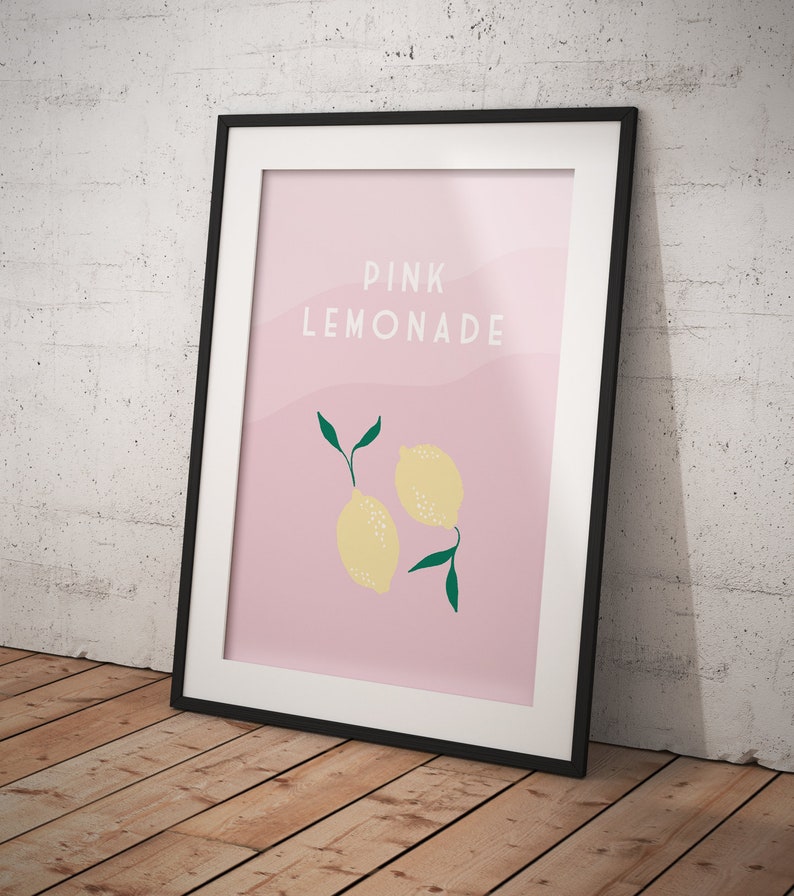 Pink Lemonade Retro Print: Cheerful Lemon Wall Art (digital Download ...