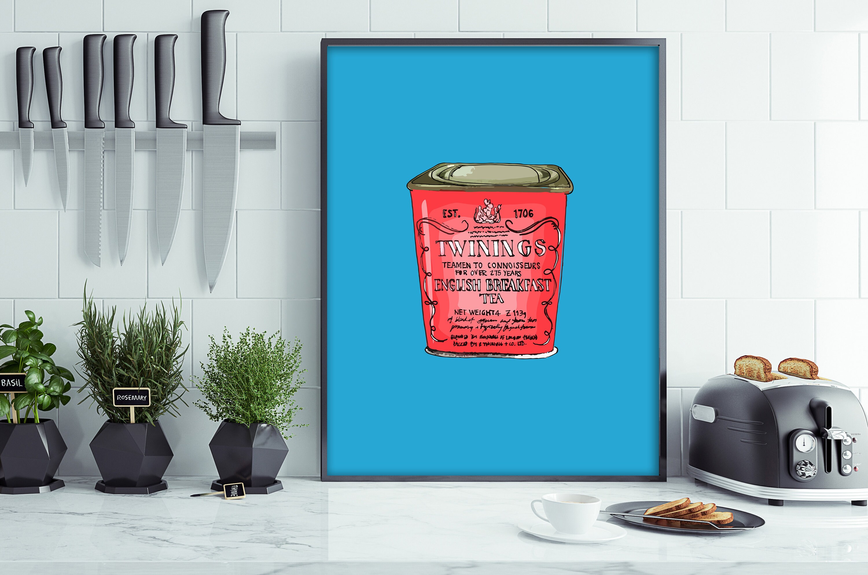 Iconic Twinings Tea Tin Illustrated Print, Digital Art Print, Wall Art ...