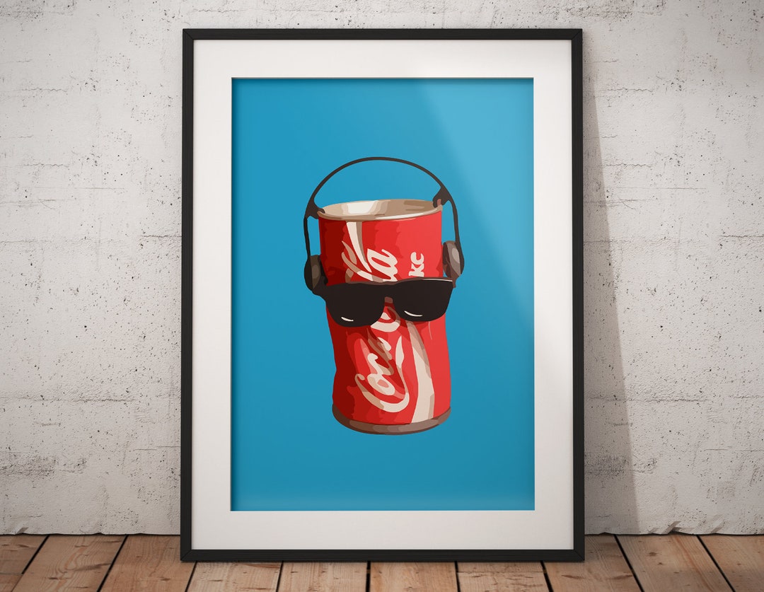 Retro Coca Cola Can Dancing to Music Print - 5 High-res Sizes Included ...