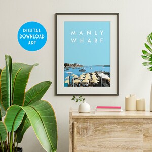 Manly Wharf Hotel Retro Print: Sydney Australia Wall Art (digital ...