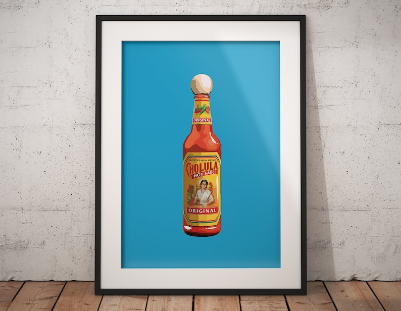 Cholula Hot Sauce Retro Art Print: Kitchen Illustration (digital ...