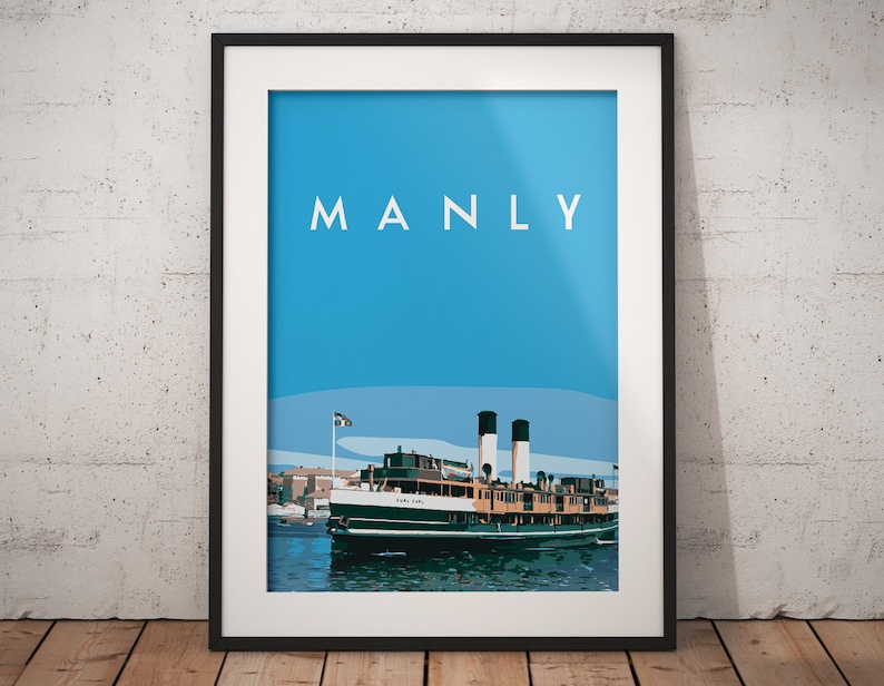 Manly Ferry Print, Manly Wharf, Curl Curl, Sydney, Vintage Print ...