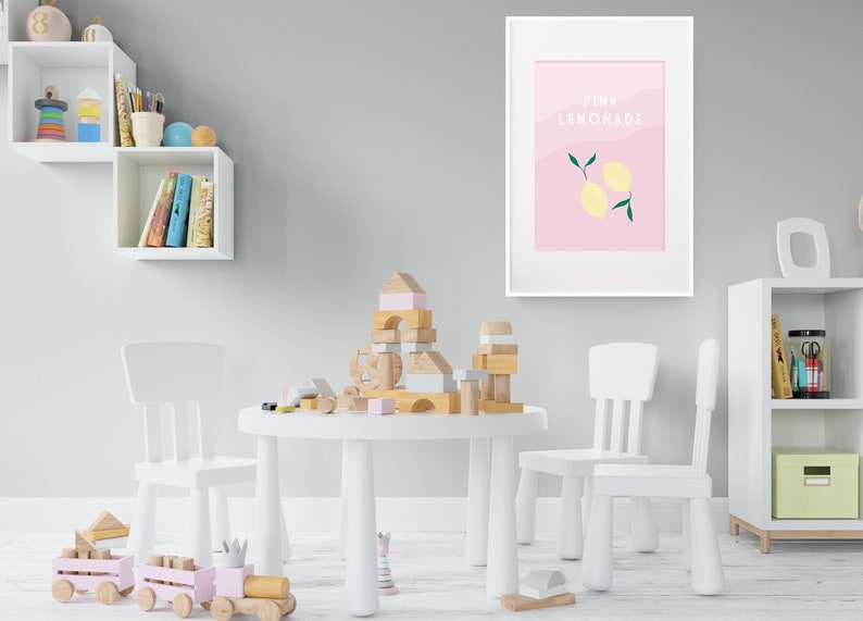 Pink Lemonade Retro Print: Cheerful Lemon Wall Art (digital Download ...